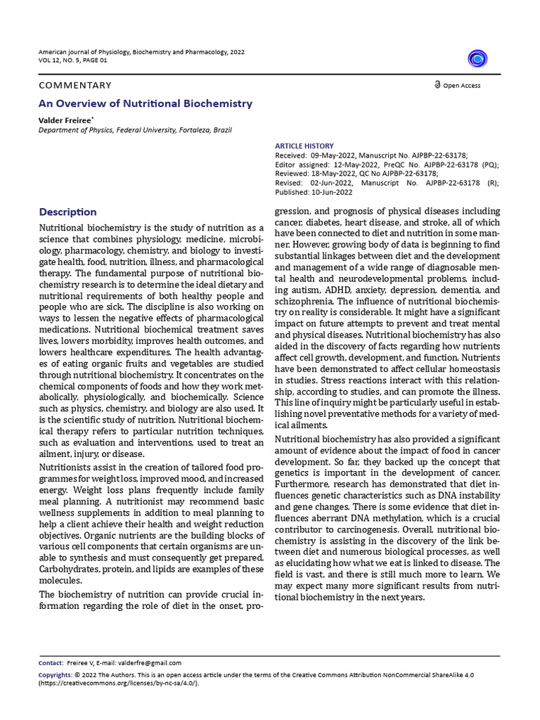 An Overview of Nutritional Biochemistry | PDF | Nutrition | Diet ...