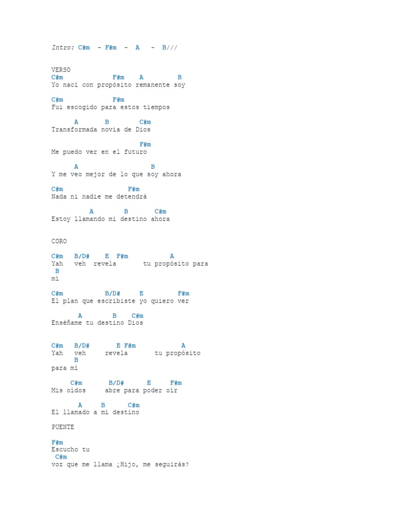 Llamando a mi destino: letra y acordes | PDF