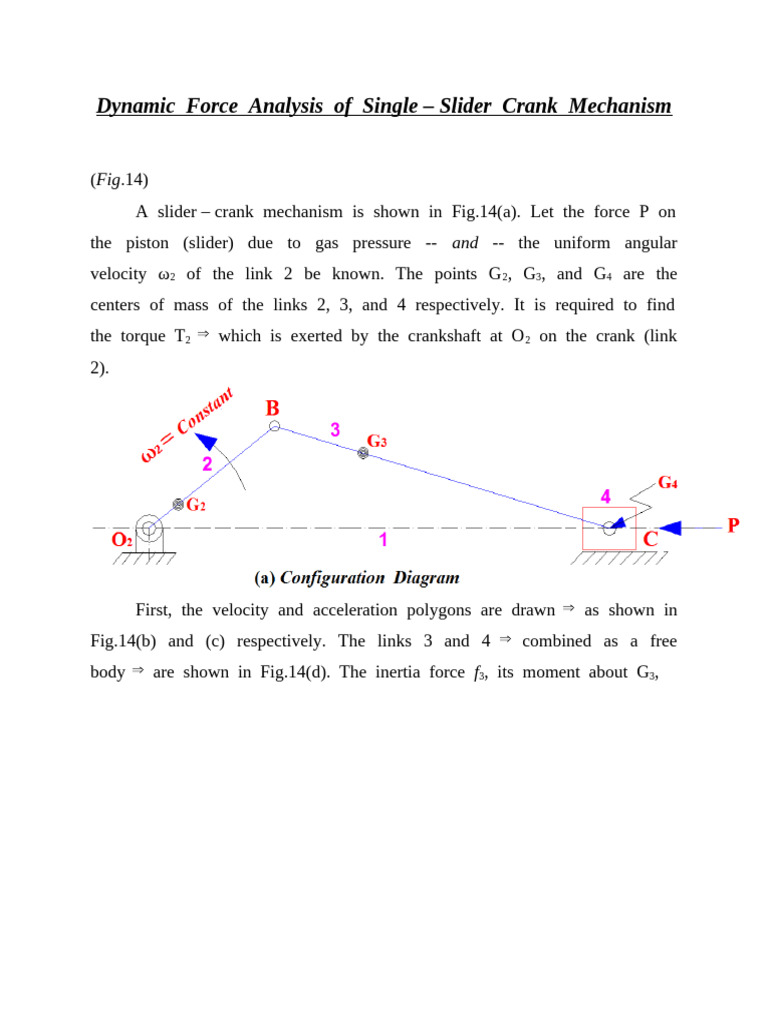 Dynamic Force Analysis of Single - Slider Crank Mechanism | PDF ...