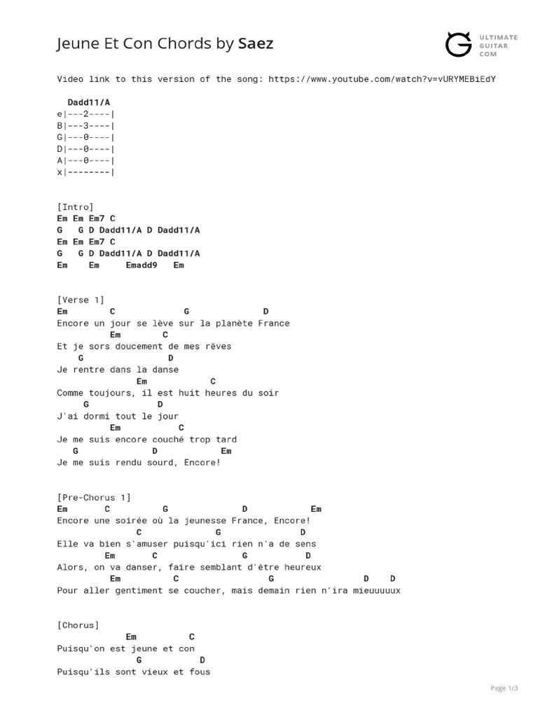 Jeune Et Con Chords | PDF