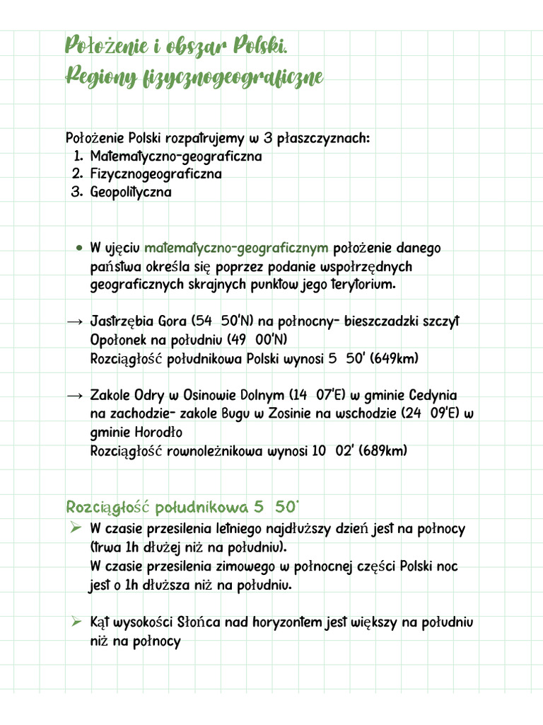 Położenie I Obszar Polski. Regiony Fizycznogeograficzne | PDF