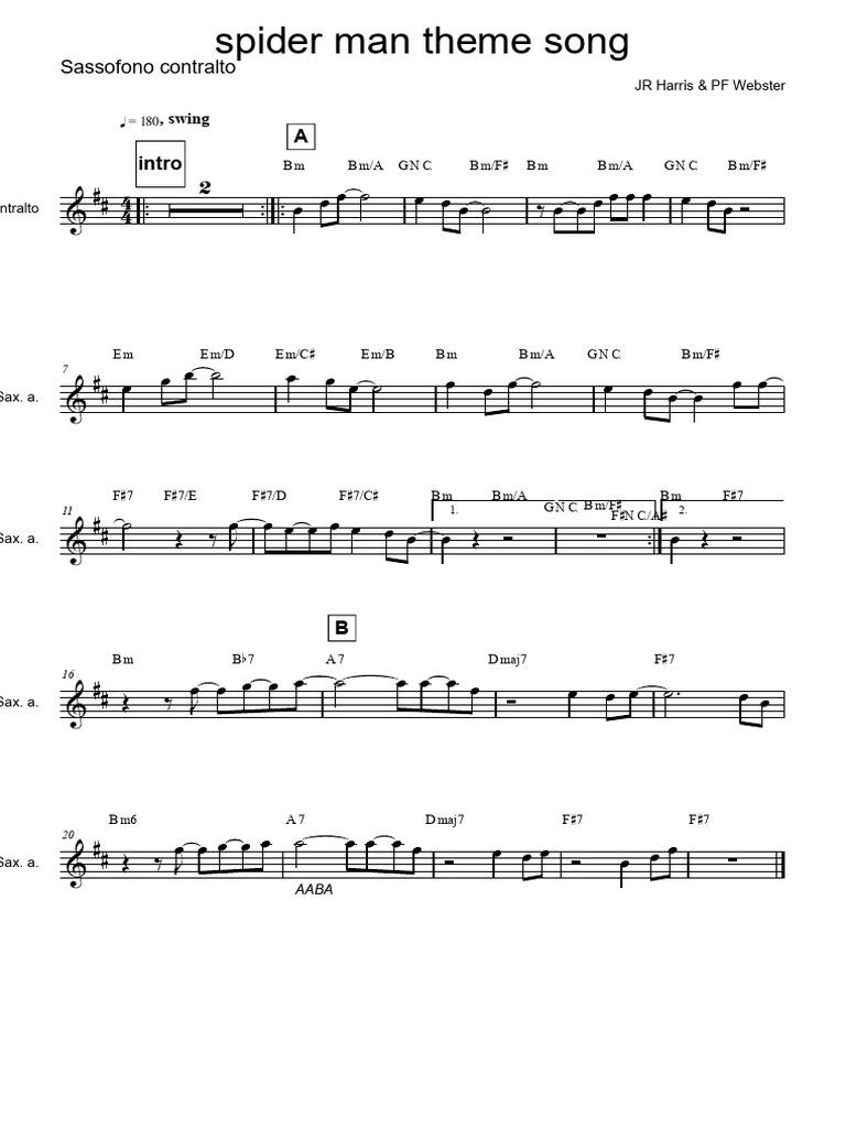 Spider Man Sax Alto | PDF | Singing | Vocal Music