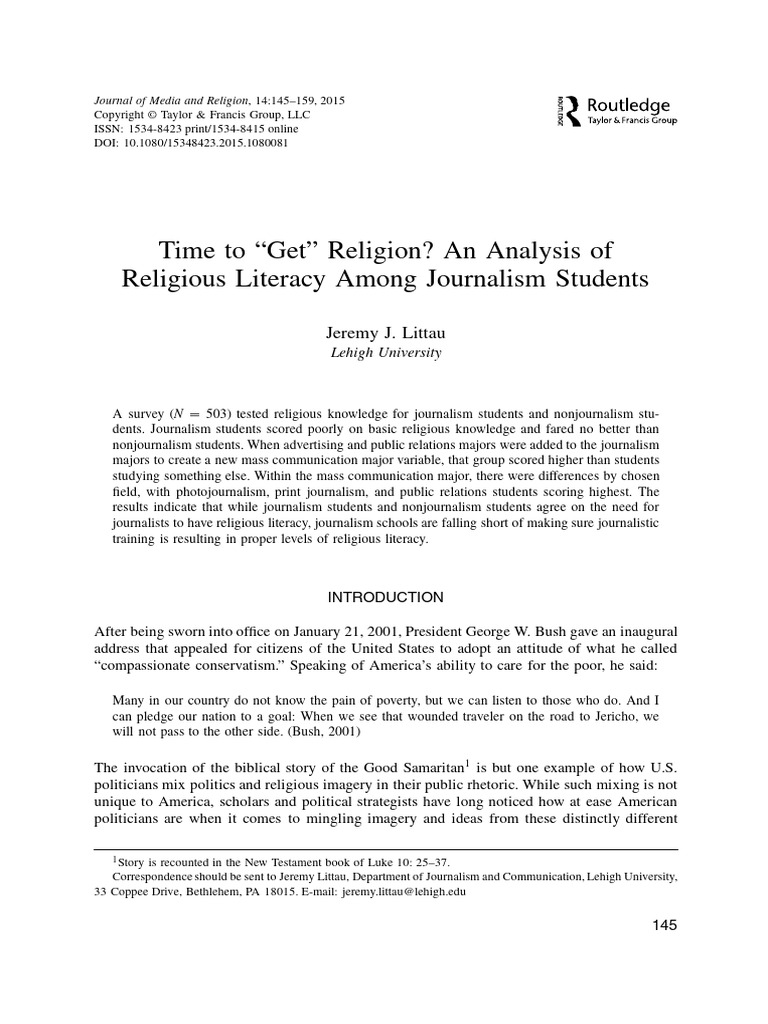 Religious Literacy Among Journalism Students | PDF | Literacy | Knowledge