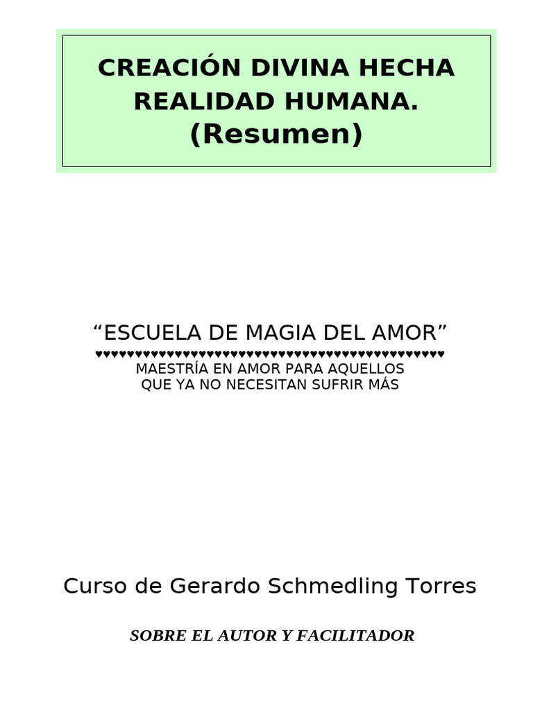 L Creacion Divina - Resumen | PDF | Amor | Mente