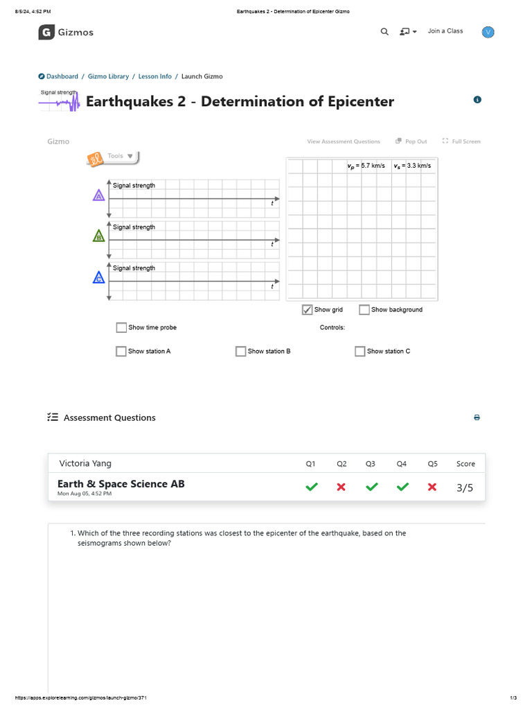 Earthquakes 2 - Determination of Epicenter Gizmo | PDF | Seismology ...