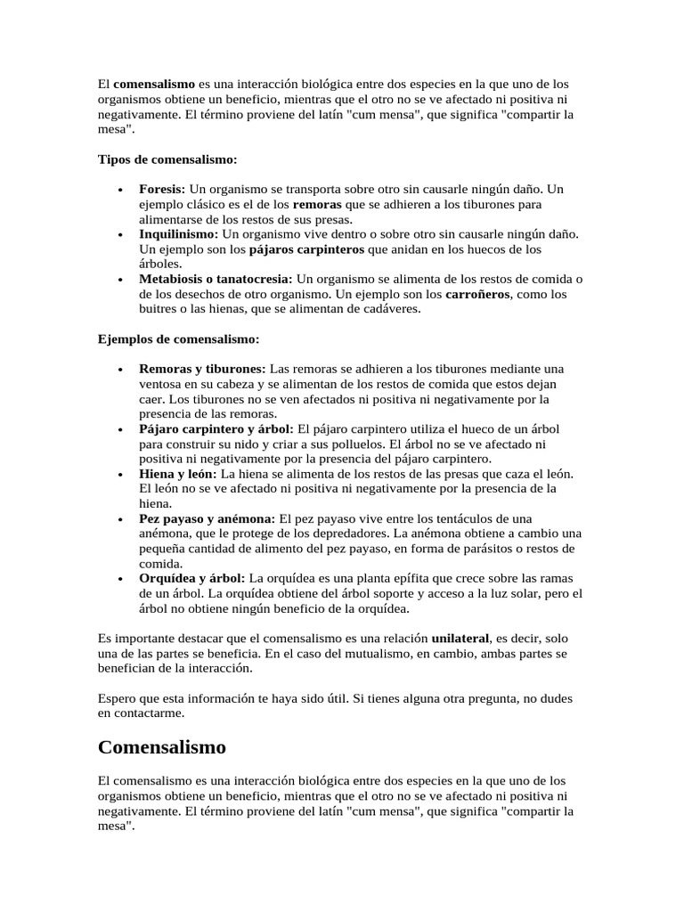 Ecologia-Comensalismo y Neutralismo | PDF | Depredación | Aves