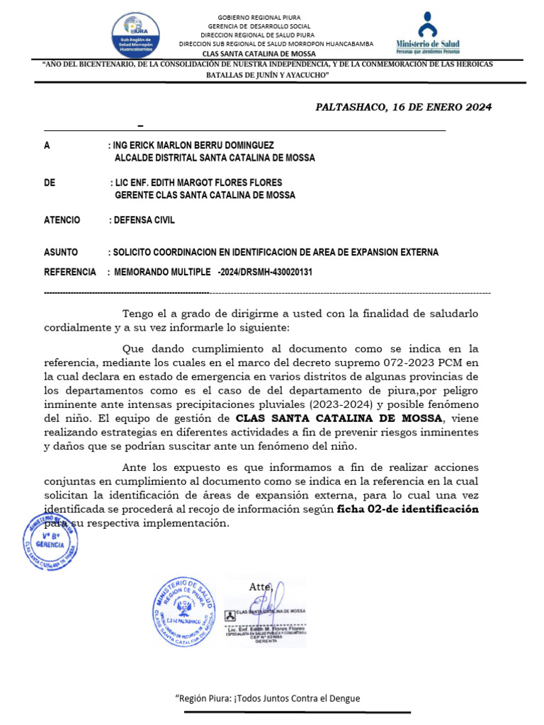 Oficio 027 - 2024 Clas Sta Cat Mossa | PDF