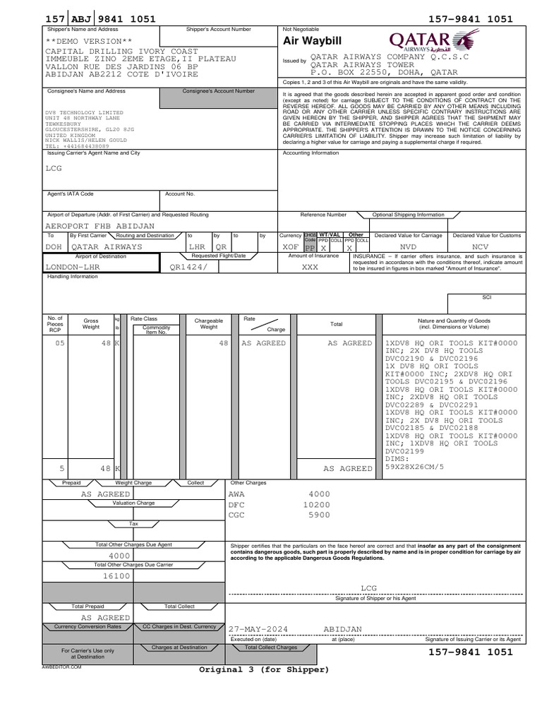 Mawb 157-98411051 | PDF