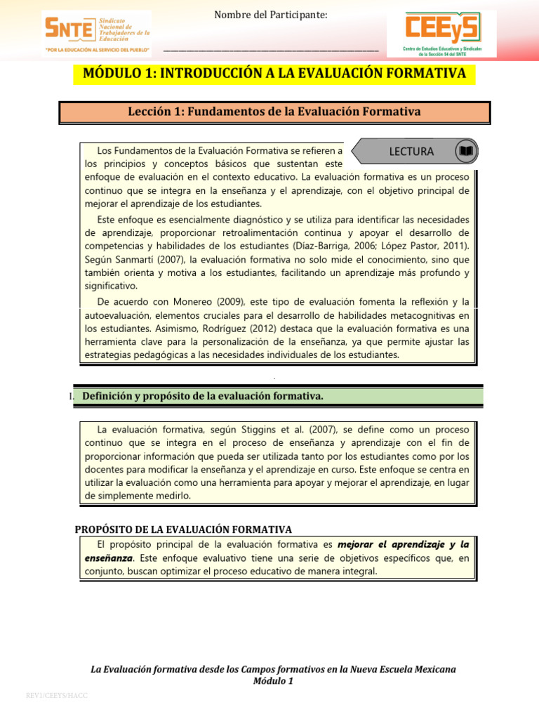 FICHA1 - Definición y Propósito de La Evaluación Formativa | PDF | Evaluación | Enseñando