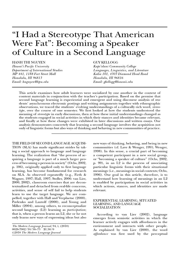 Understanding American Fat Stereotypes | PDF | Second Language ...