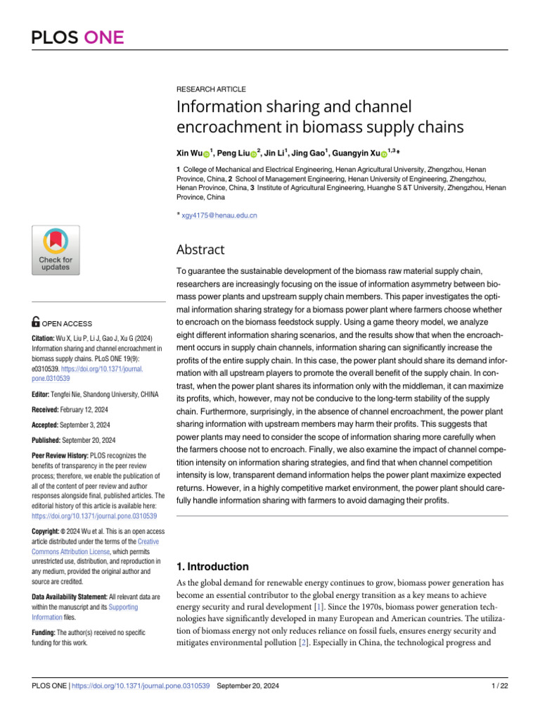 Information Sharing and Channel Encroachment in Bi | PDF | Supply Chain ...