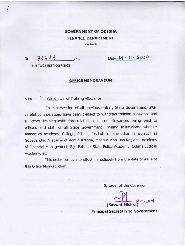 Withdrawal of Training Allowance | PDF