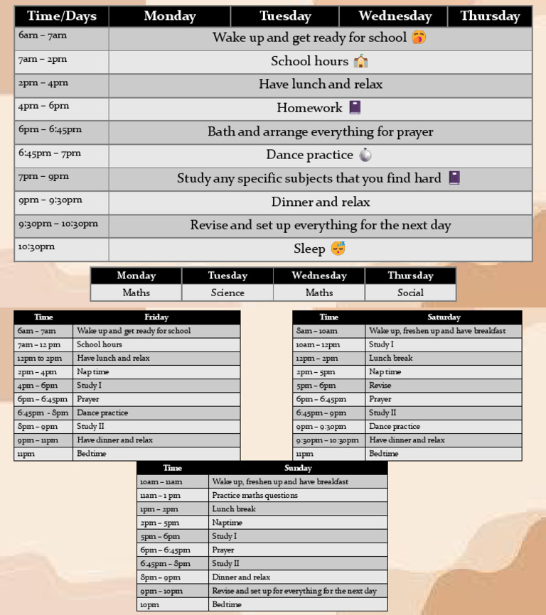Daily Routine and Study Timetable | PDF