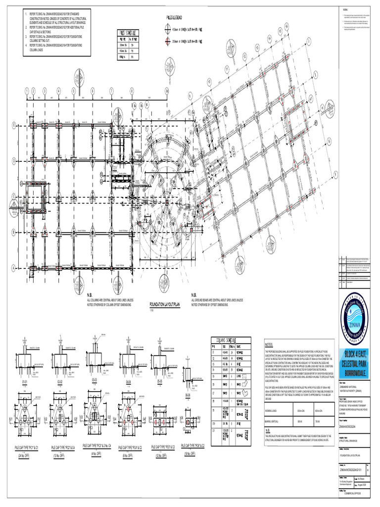 ZINWA - WOR.2020A.S.101 - FOUNDATION PLAN - A0 Rev 04 | PDF | Civil Engineering | Structural ...