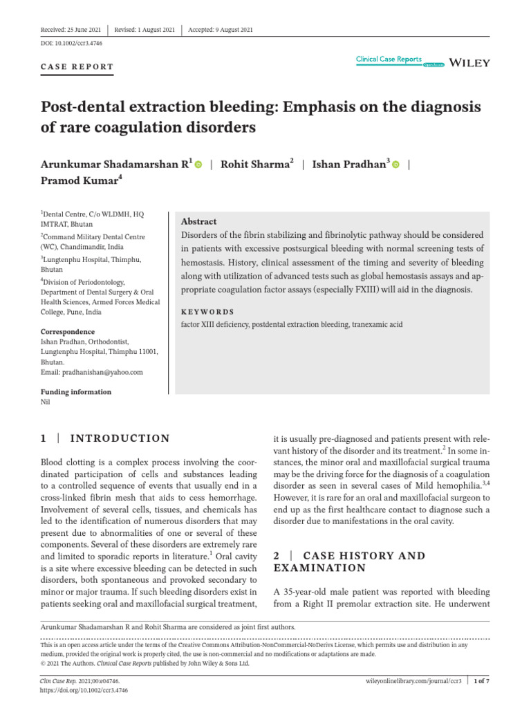 Post-Dental Extraction Bleeding Emphasis On The Diagnosis | PDF ...