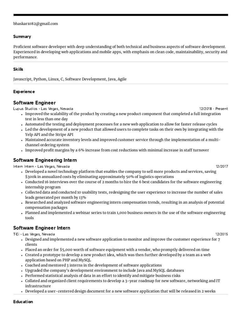 Software Developer Resume | PDF | Software | Software Development