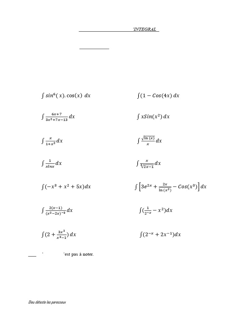 Exercices d'intégrales corrigés | PDF