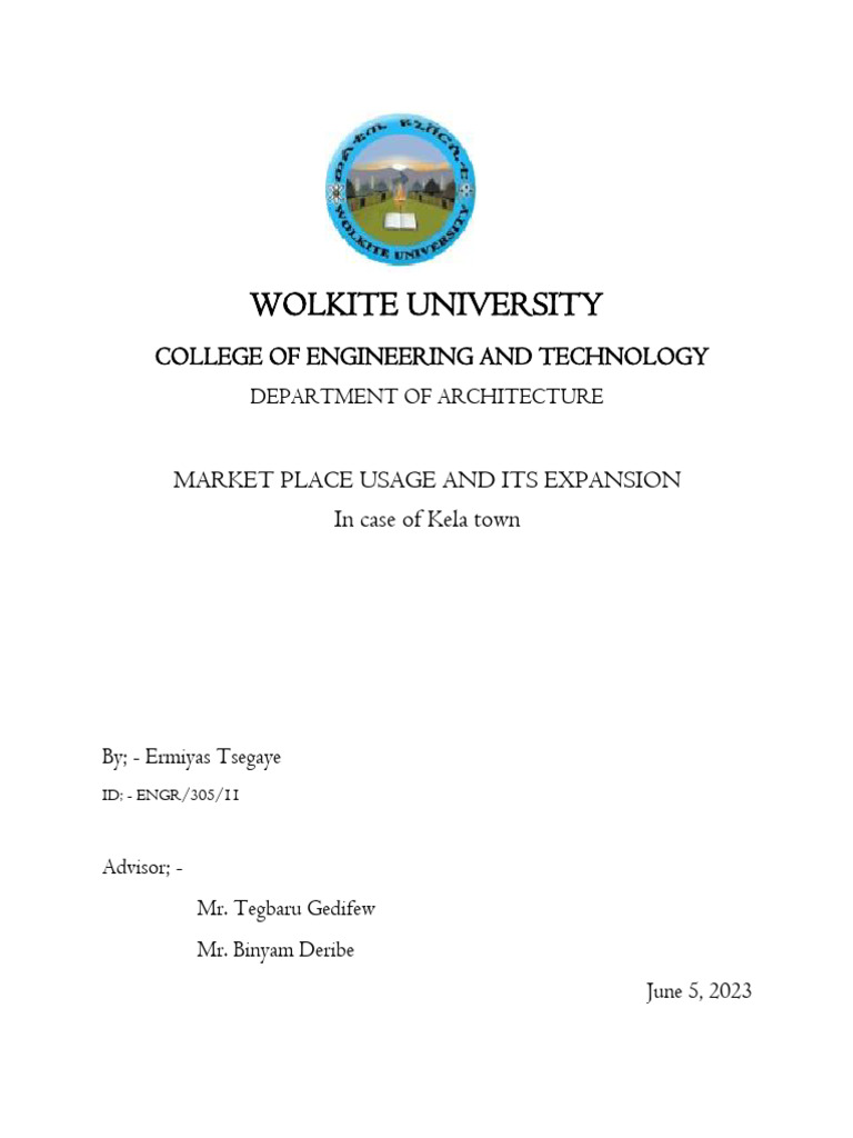 Market Place Usage and Its Expansion in Case of Kela Town | PDF ...