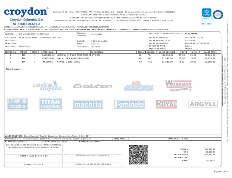 Factura Electrónica Croydon Colombia | PDF
