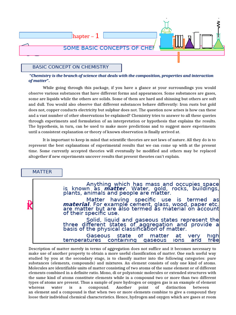 Some Basic Concepts of Chemistry | PDF | Stoichiometry | Molecules