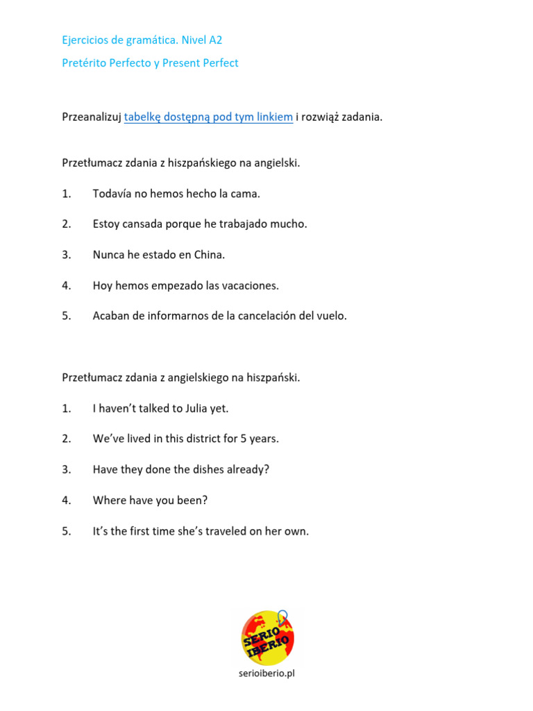 Preterito Perfecto A Present Perfect | PDF