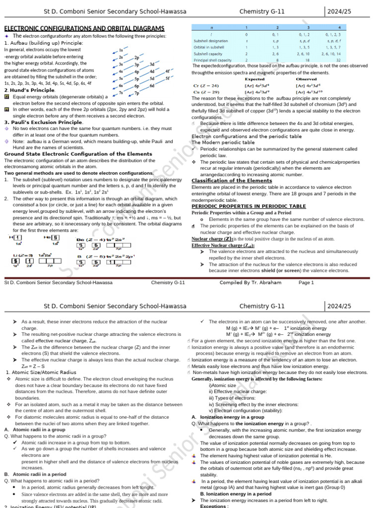 Electronic Configurations & Orbitals | PDF | Electron Configuration ...