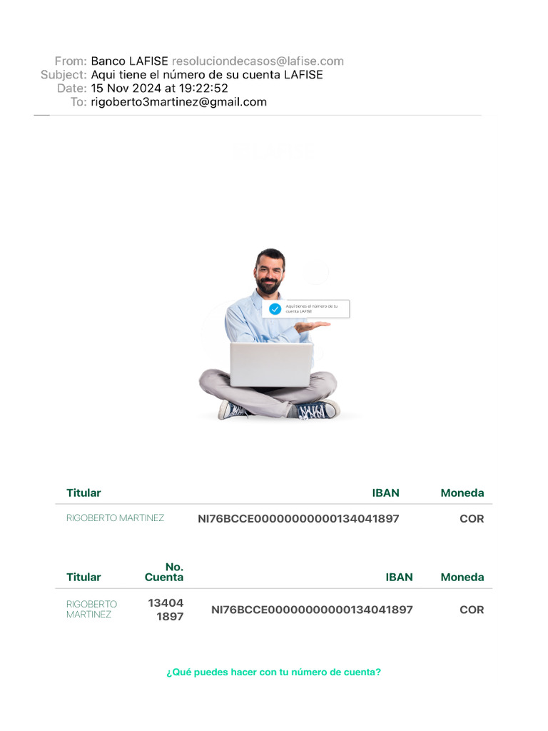 Información de Cuenta LAFISE | PDF | Negocios | Finanzas y dinero