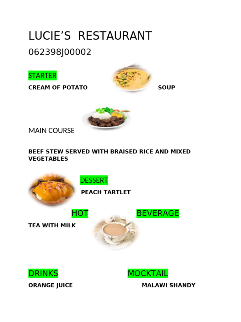 Menu Cards Lucia | PDF