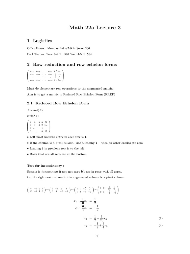 Row Reduction and RREF Explained | PDF | Mathematical Analysis ...
