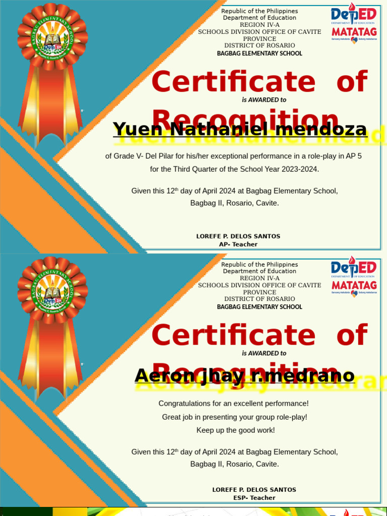 Certificate of Recognition | PDF | Government | Philippines