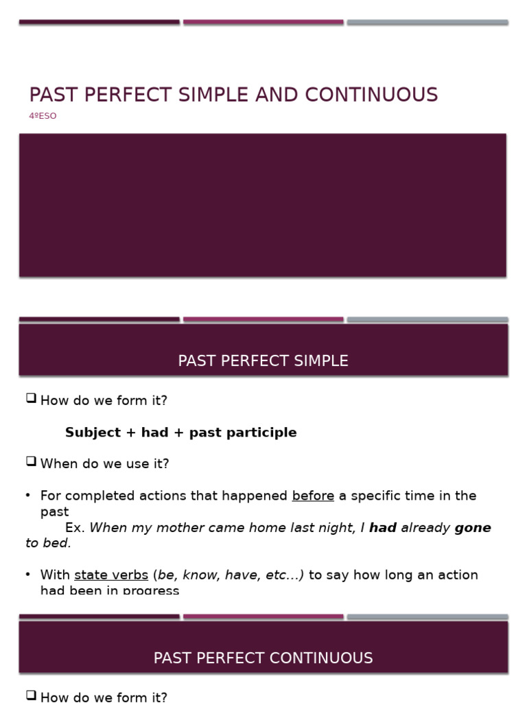 Past Perfect Simple vs Continuous | PDF
