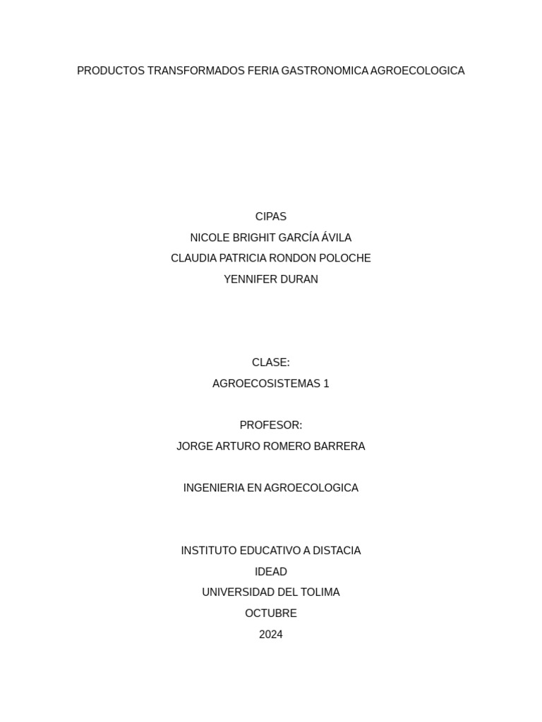 Productos Transformados de Cachaco | PDF | Alimentos | Plantas