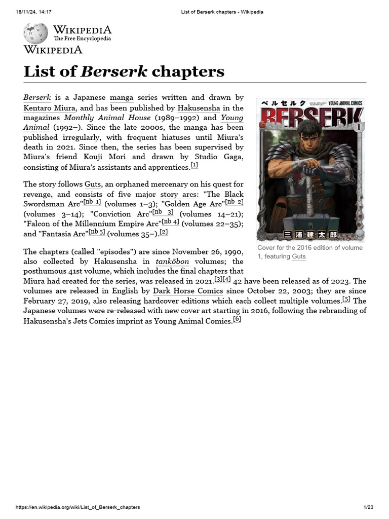 List of Berserk Chapters | PDF | History