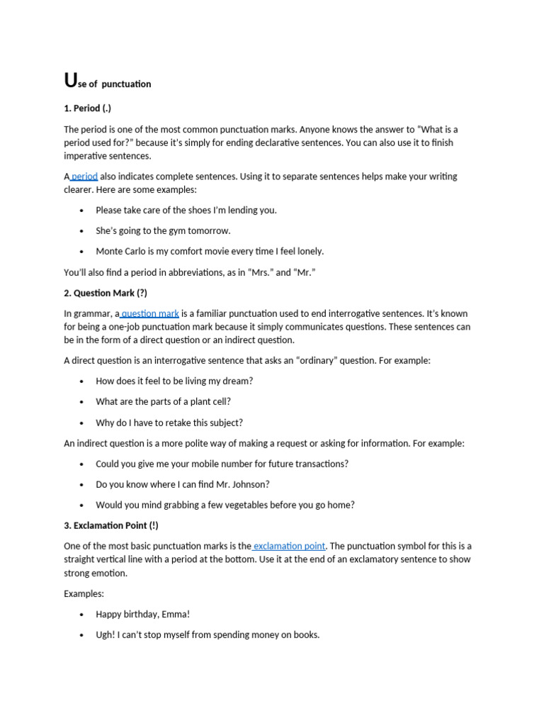 Use of punctuation | PDF | Bracket | Comma