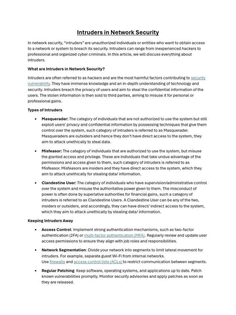 Intruders in Network Security | PDF | Security | Computer Security