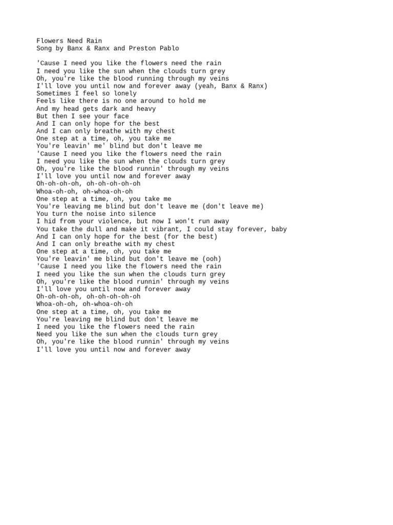 Flowers Need Rain Song by Banx & Ranx and Preston Pablo | PDF | Art