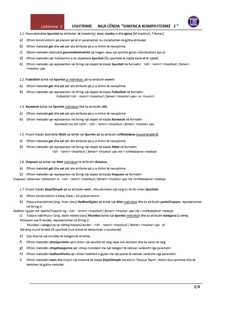 Shkenca Kompjuterike 2 - Ushtrime 5 | PDF