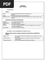 Grade 12 Physics Definitions Guide | PDF | Force | Momentum