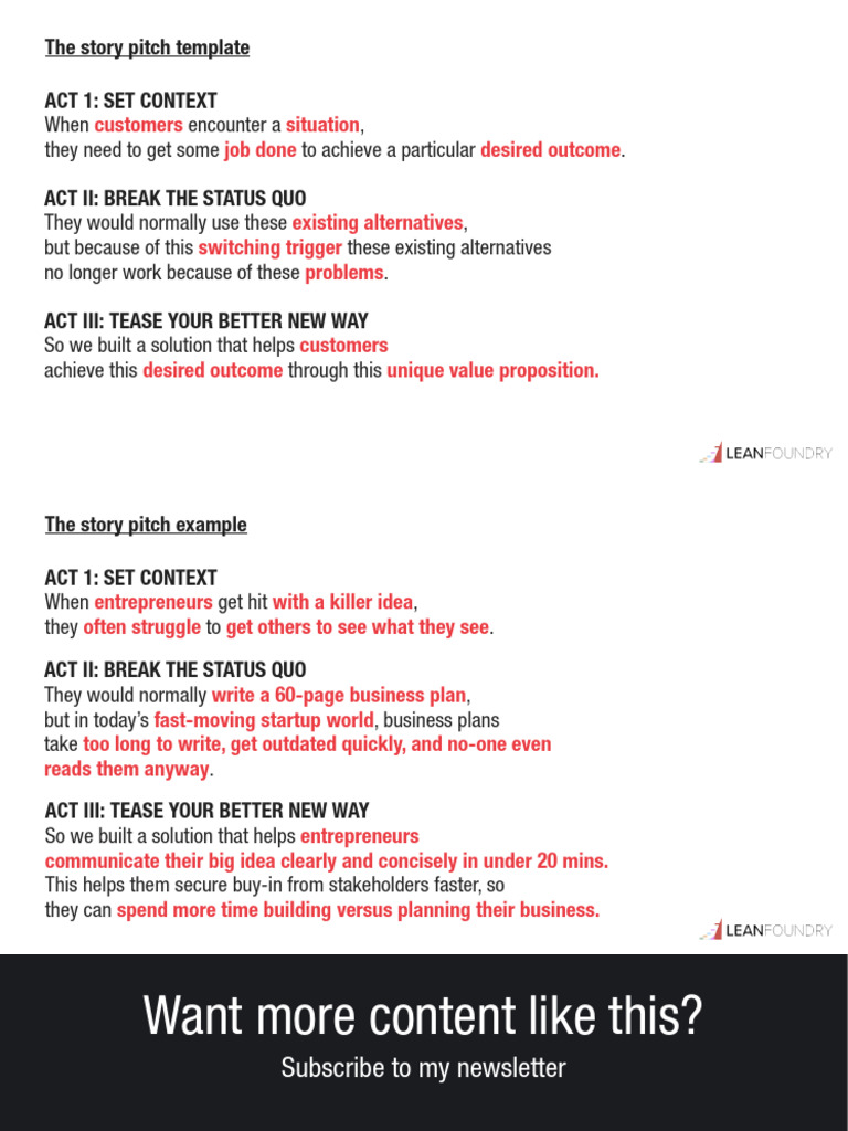 Elevator Pitch Template | PDF