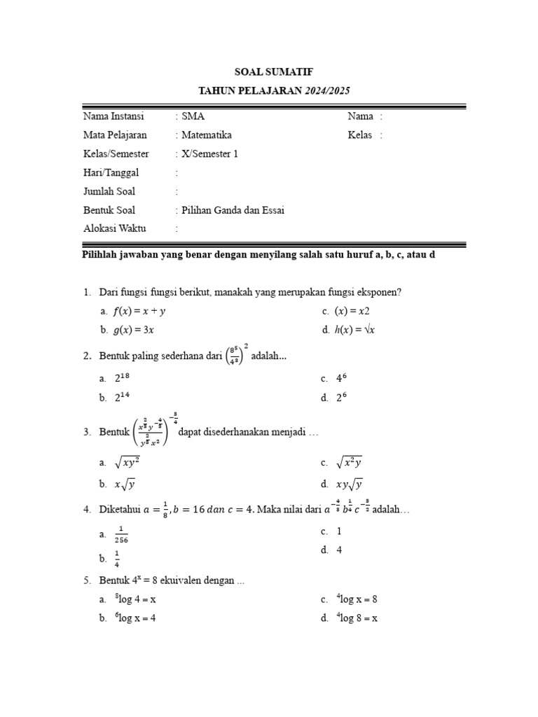 Paket Soal Sumatif Kelas X | PDF | Metode & Bahan Ajar