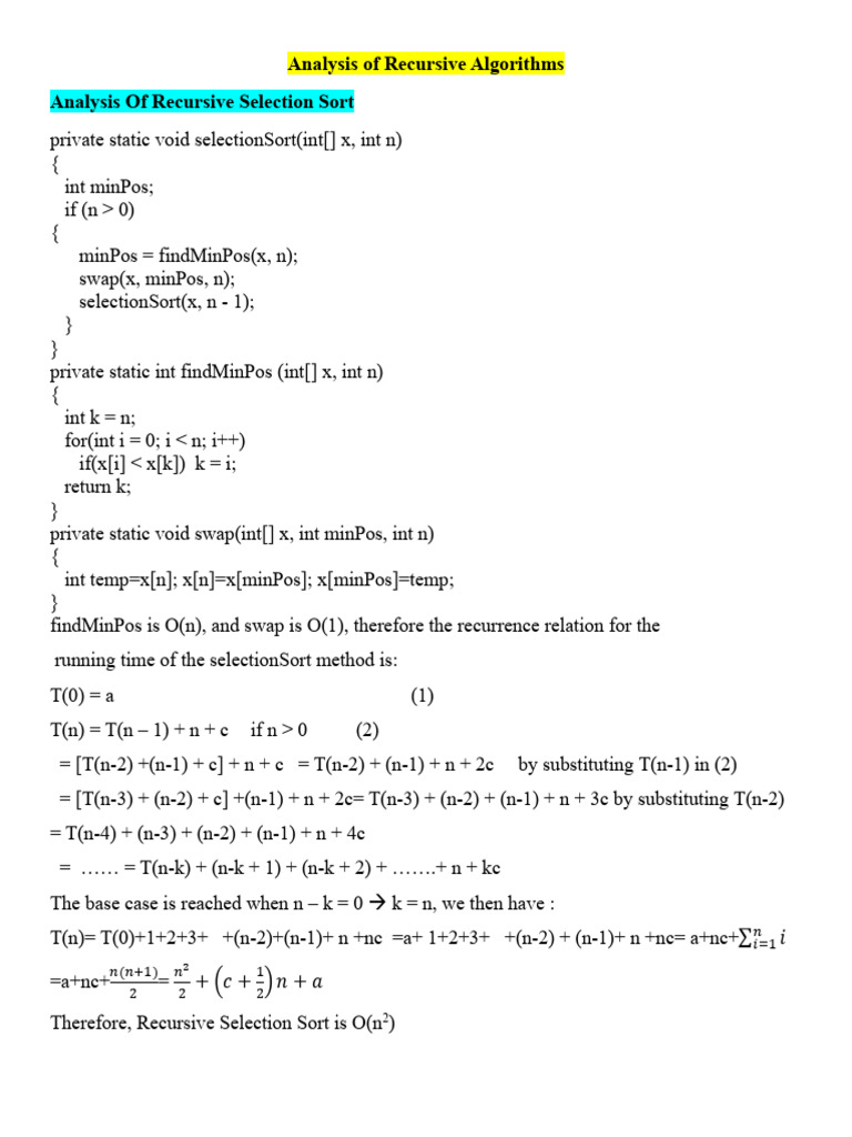 Recursive Algorithm Analysis Techniques | PDF | Applied Mathematics ...