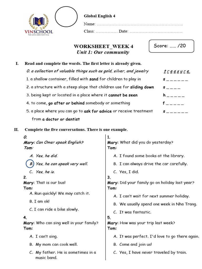 S4 - W4 - U1 - Weekly Worksheet | PDF | Language Arts & Discipline