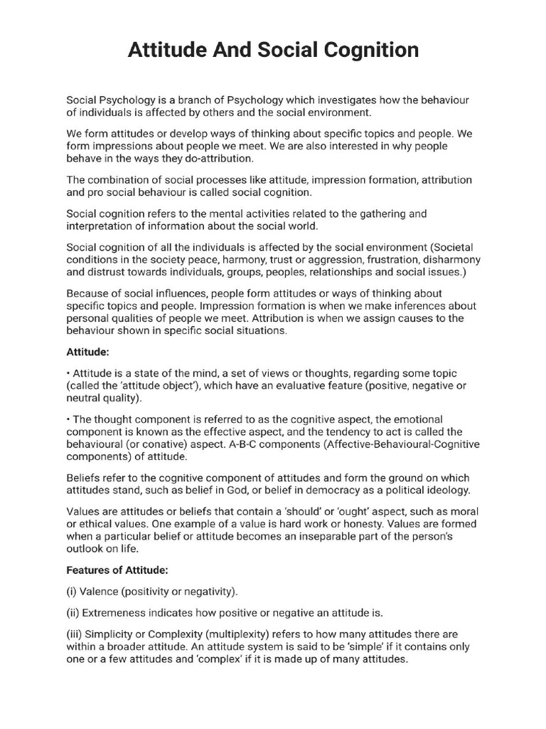Attitude and Social Cognition | PDF
