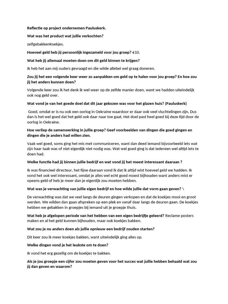 Reflectie Project Glazen Huis | PDF