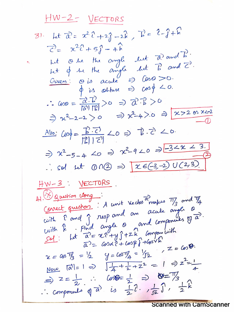 D - H.W 2 Vectors | PDF