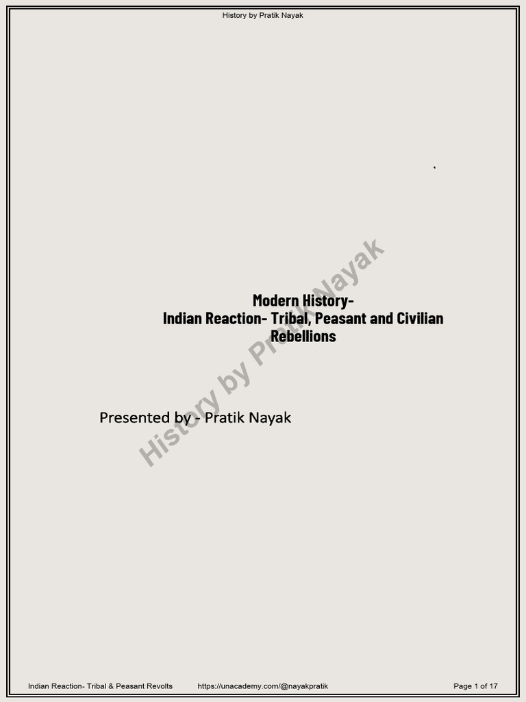 Indian Reaction - Tribal Peasant Revolts 1681061804353 | PDF
