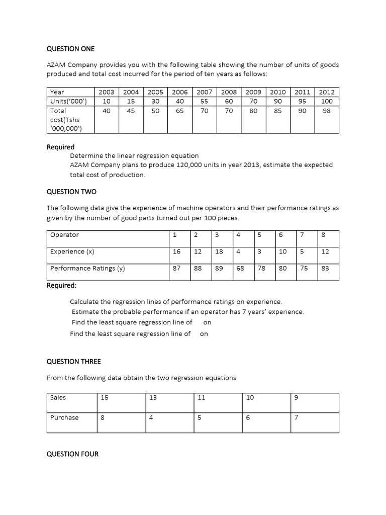 Regression Questions Topic 6 | PDF | Linear Regression | Least Squares