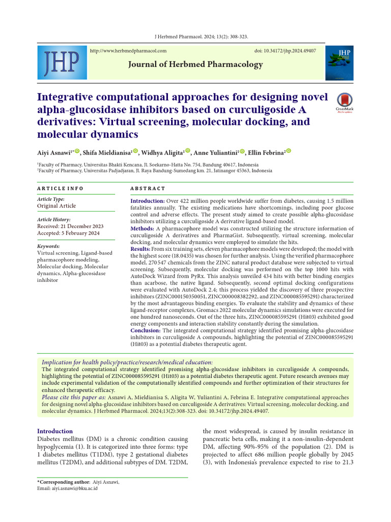 JHP 13 308 | PDF | Docking (Molecular) | Ligand (Biochemistry)