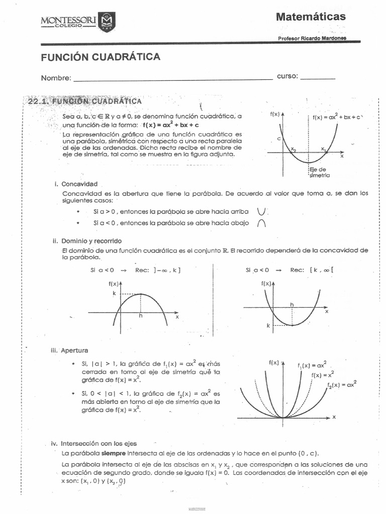 Guia de Funciòn Cuadràtica | PDF