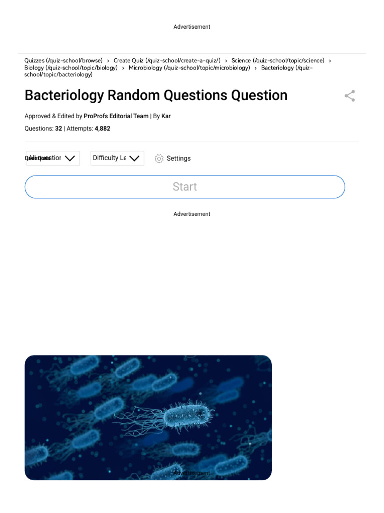Bacteriology Quiz: Test Your Knowledge | PDF | Bacteria ...